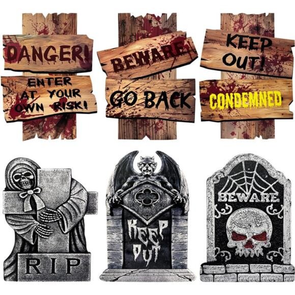 Holiday | 6pack Realistic Tombstone Graveyard Sign Set For Outdoor ...